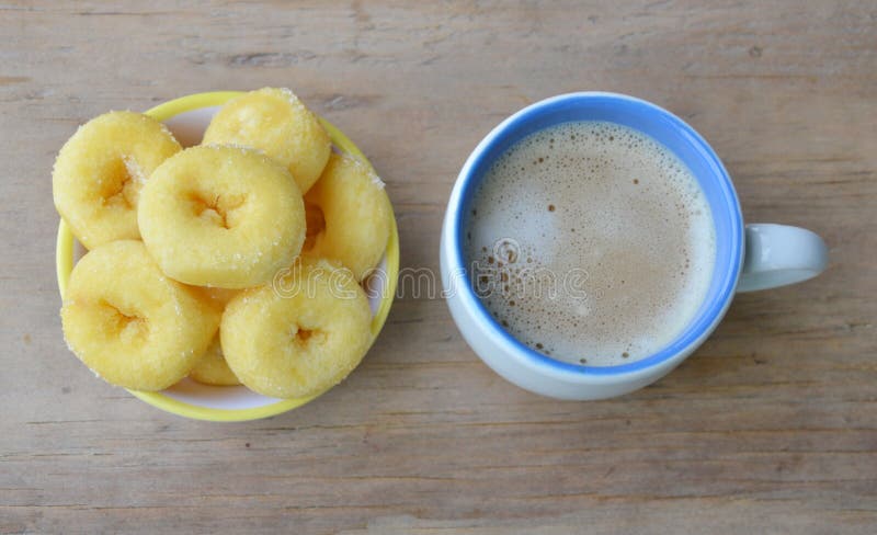 Mini Donuts on Cup and Milk Coffee Stock Image - Image of coffee, foam ...