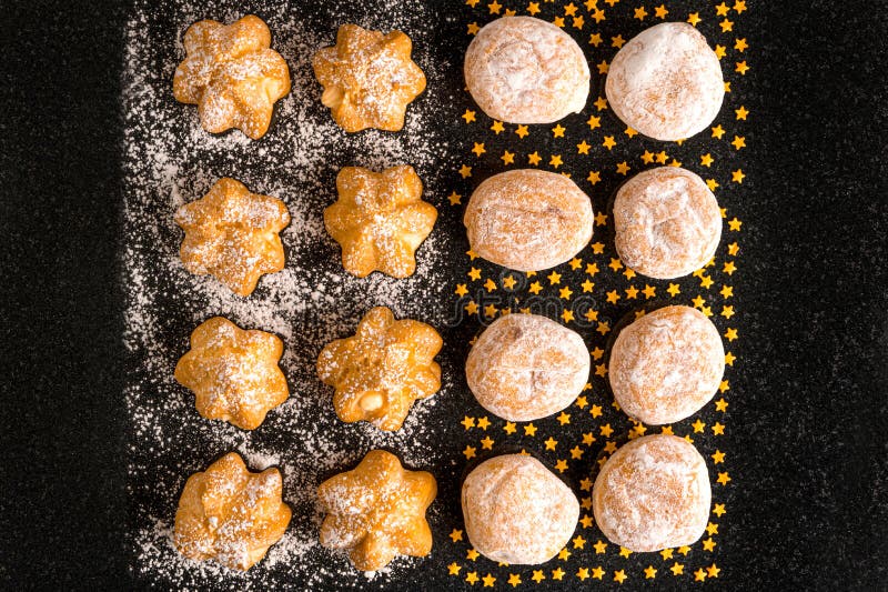 Mini Donuts and Stuffed Choux Stock Image - Image of snack, greece ...