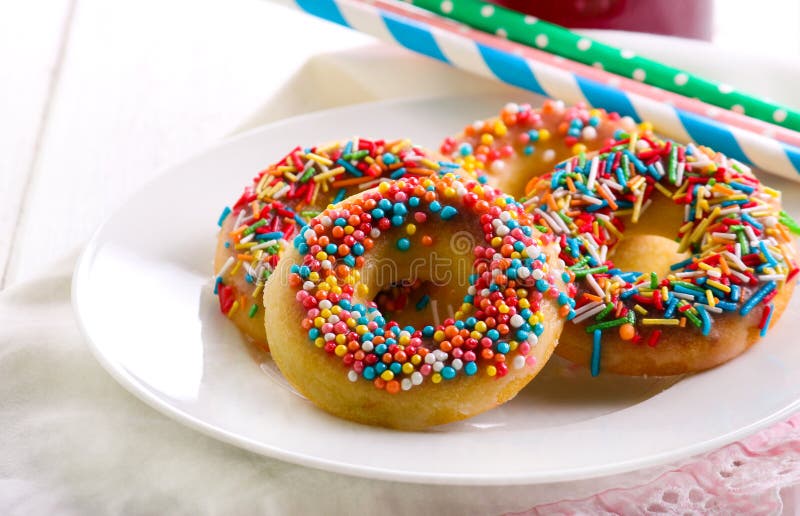 Mini Donuts with Sweet Sprinkles Stock Image - Image of glaze, sweet ...