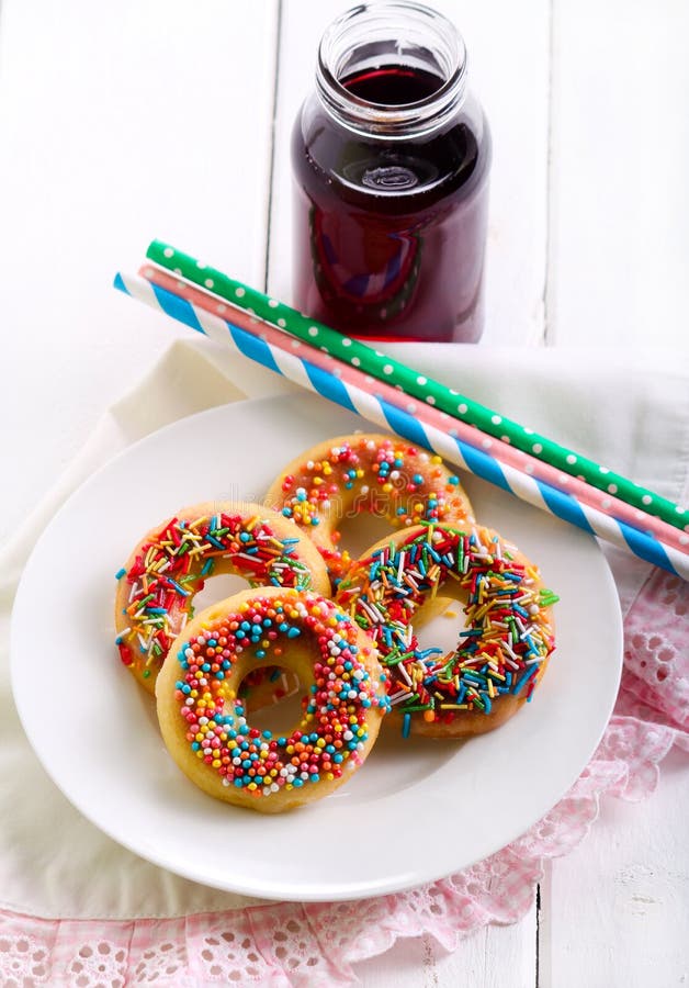 Mini Donuts with Sweet Sprinkles Stock Photo - Image of confectionary ...
