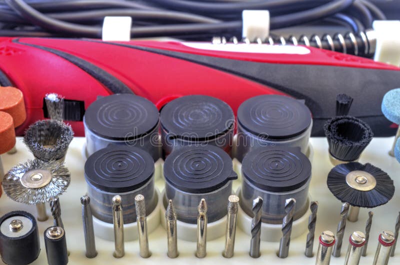 Mini Drill Machine with Set of Different Accessories Stock Image ...