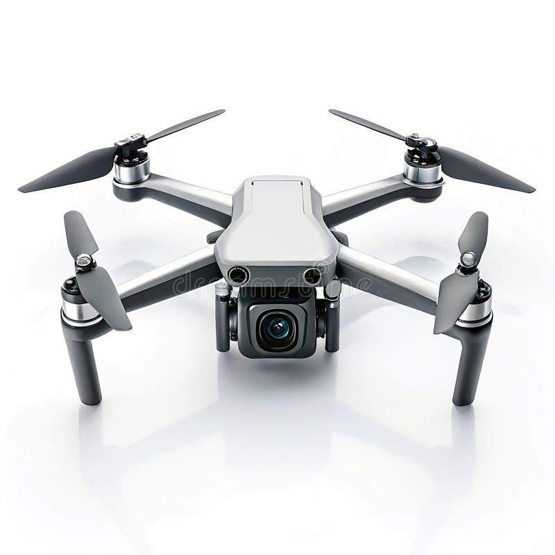 Mini Drone with Camera on White Background Stock Illustration ...