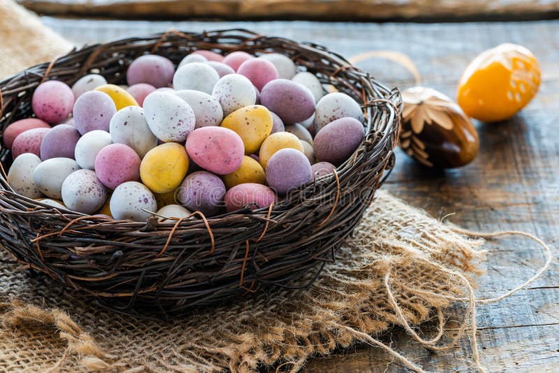 Mini Easter chocolate eggs stock image. Image of happy - 178877847