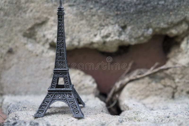 Mini Eiffel Tower on Natural Stone Stock Photo - Image of national ...