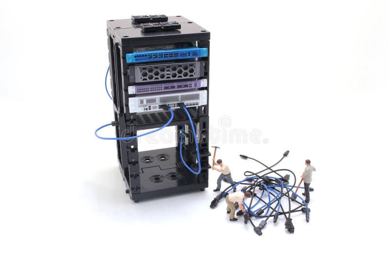 The Mini Engineer Working with Severs Computer Stock Photo - Image of ...