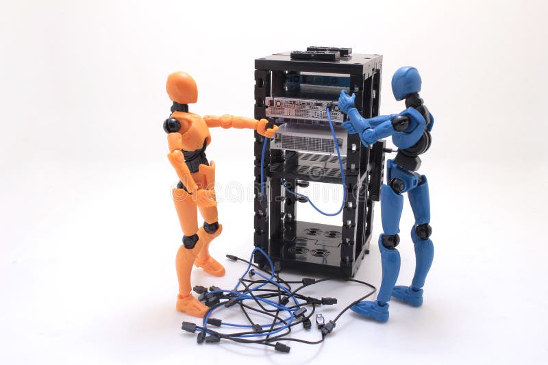 The Mini Engineer Working with Severs Computer Stock Image - Image of ...