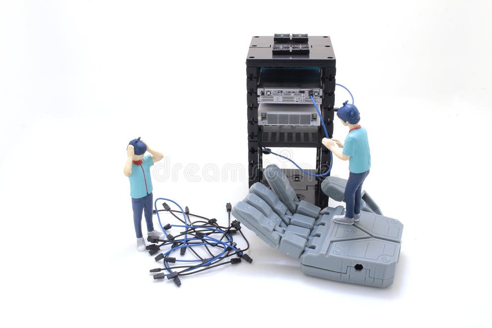 The Mini Engineer Working with Severs Computer Stock Photo - Image of ...