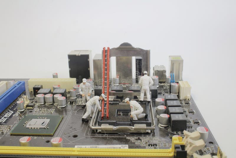 Engineers Repairing Circuit Mother Board Stock Image - Image of ...