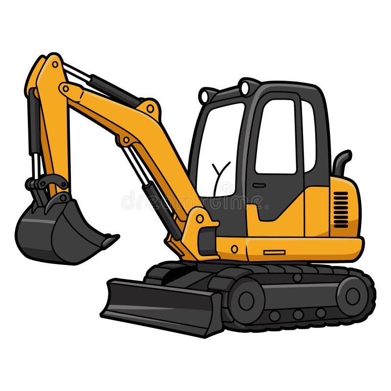 Friendly Cartoon Excavator Silhouette Featuring Chunky Mini Design ...