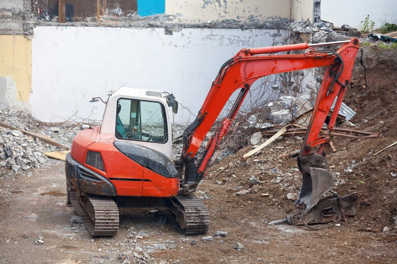 Mini Excavator on a Construction Site Editorial Photography - Image of ...