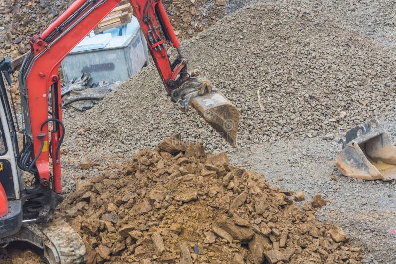 Mini Excavator with Excavation Work Stock Image - Image of construction ...