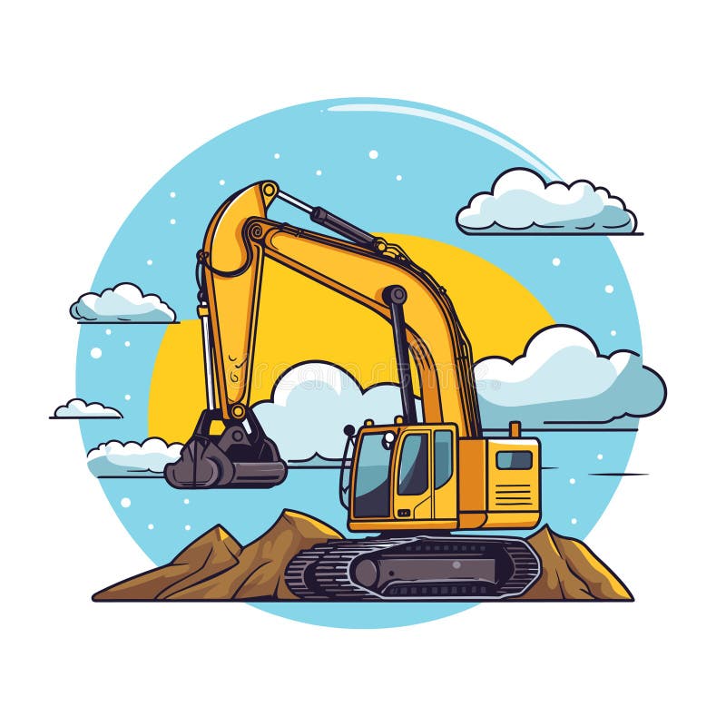 Mini Excavator. Heavy Equipment Vehicle Color Vector Illustration Stock ...