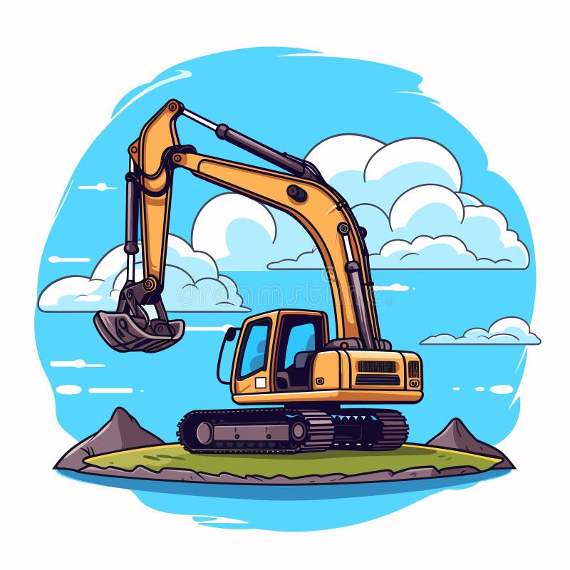 Mini Excavator. Heavy Equipment Vehicle Color Vector Illustration Stock ...