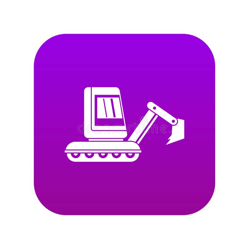 Mini Excavator Icon Digital Purple Stock Vector - Illustration of icon ...
