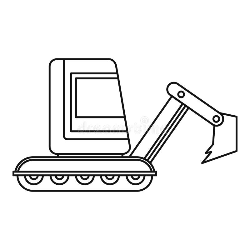 Mini Excavator Icon Outline Stock Vector - Illustration of excavate ...
