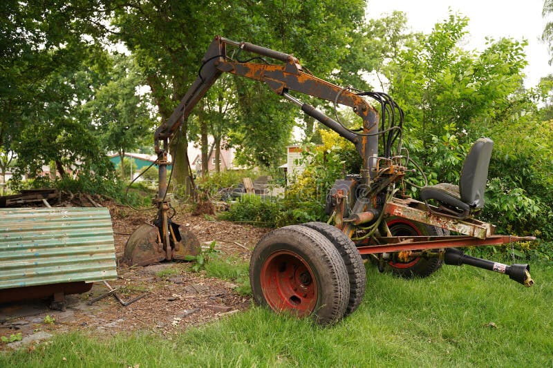 Mini Excavator. Mini Digger Parked, Excavation Work Outdoors Stock ...