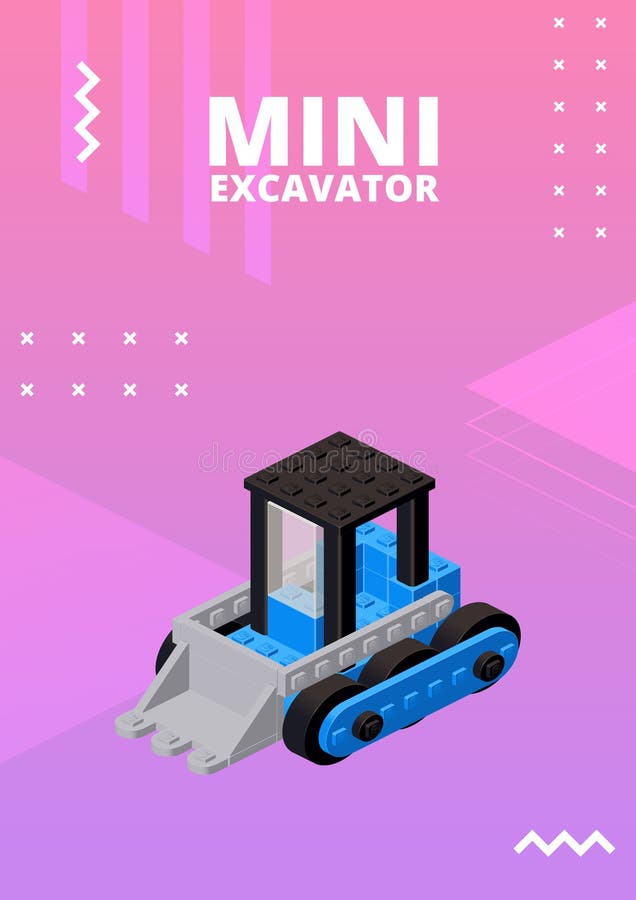 Mini Excavator Poster for Print and Design. Vector Illustration. Stock ...