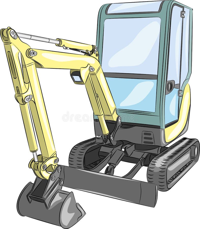 Mini Excavator Vector Illustratie Vector Illustratie - Illustration of ...