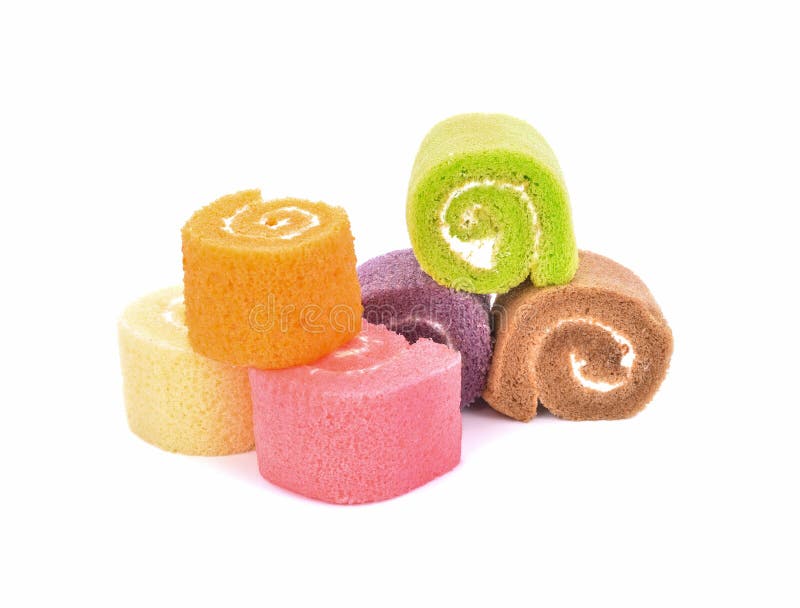 Mini Fancy Jam Roll Set on White Background Stock Photo - Image of ...