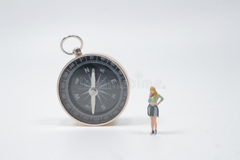 A Mini of Figure with the Compass Stock Photo - Image of concept ...