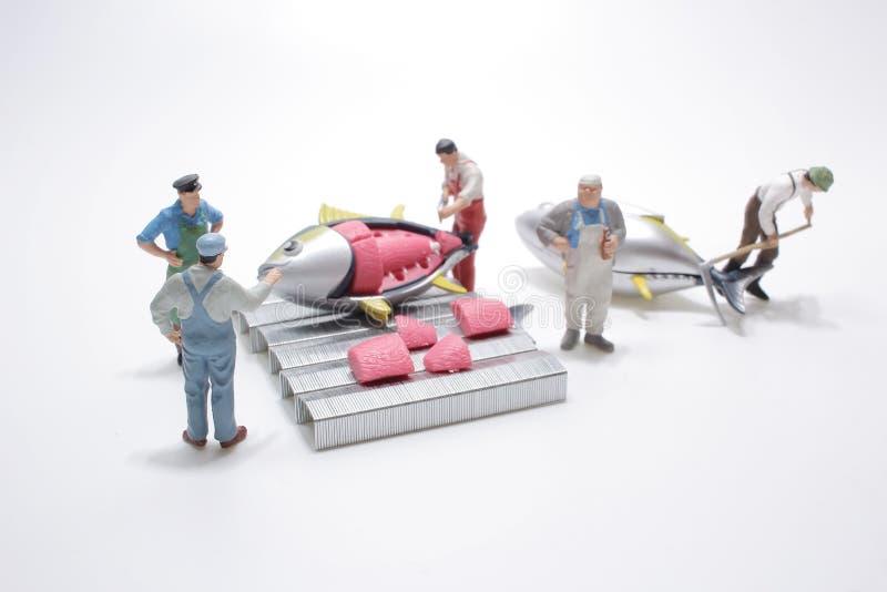 A Mini of Figure, Cutting the Tuna Fish Stock Photo - Image of market ...