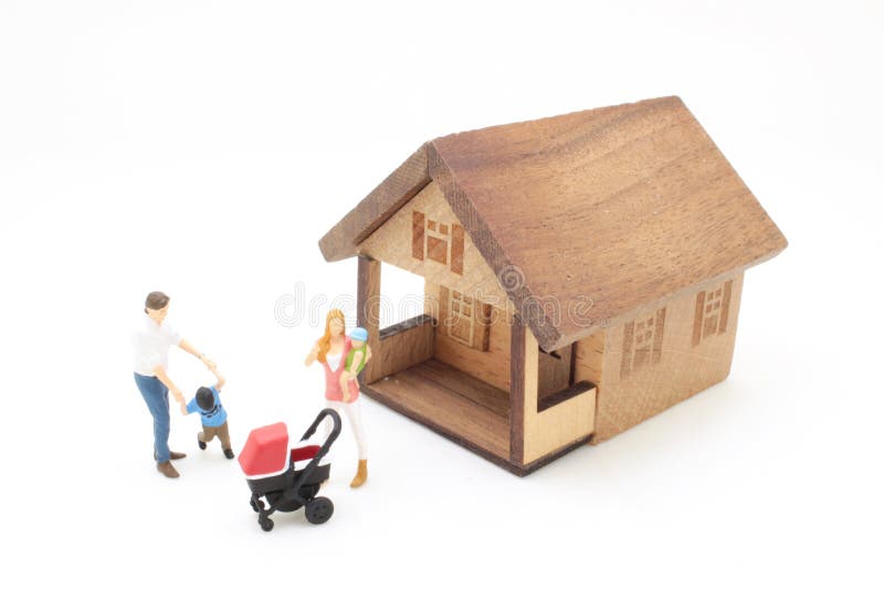 A Mini of Figure Family in Front of New House Stock Photo - Image of ...