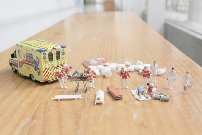 The Mini Figure of First Aid at Ambulance Stock Photo - Image of ...