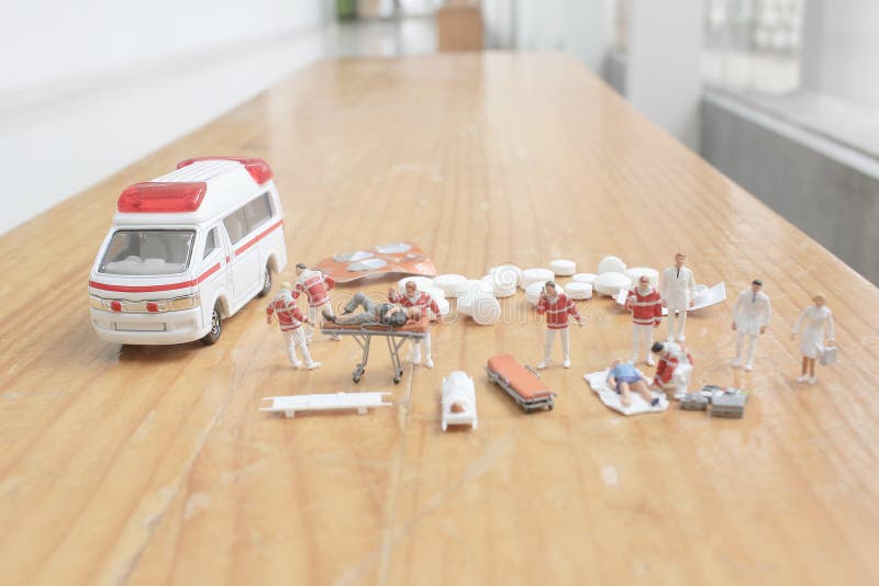 The Mini Figure of First Aid at Ambulance Stock Photo - Image of ...