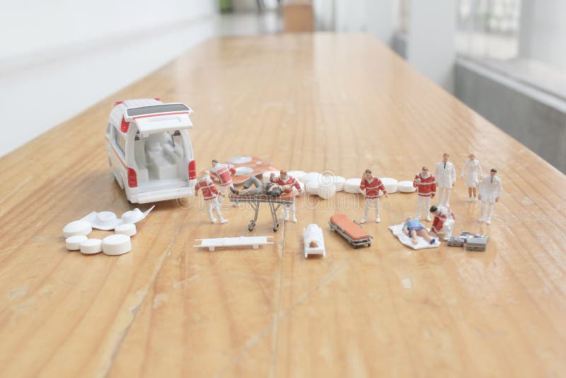 The Mini Figure of First Aid at Ambulance Stock Photo - Image of ...