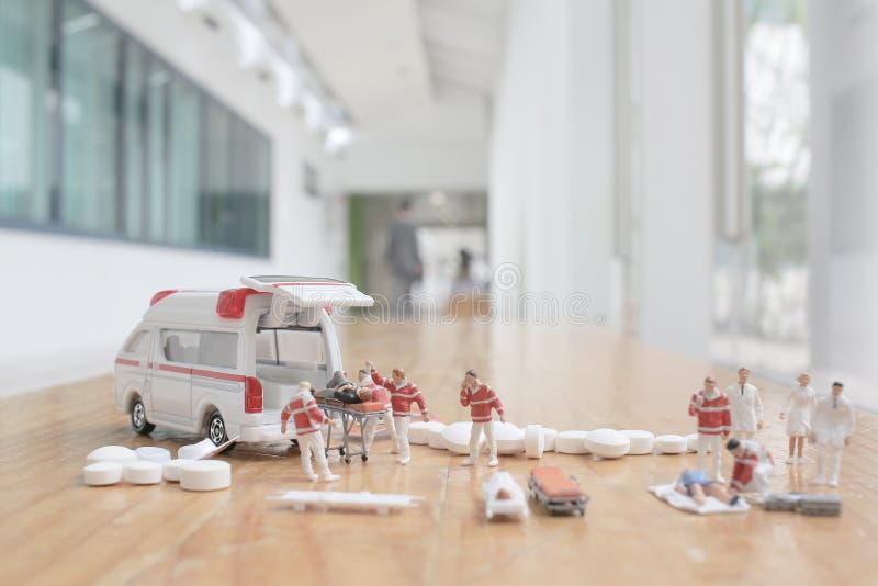 The Mini Figure of First Aid at Ambulance Stock Photo - Image of tiny ...