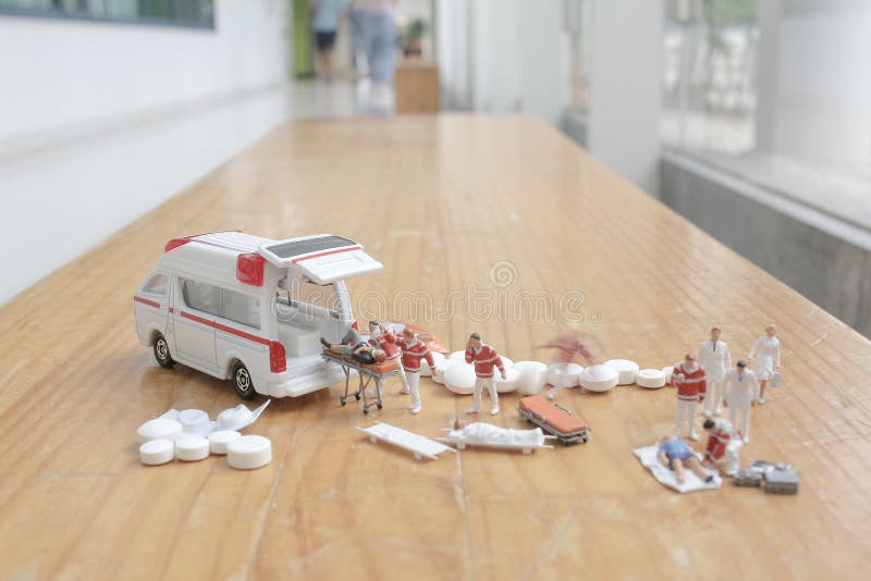 The Mini Figure of First Aid at Ambulance Stock Photo - Image of ...