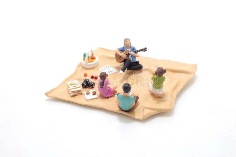 The Mini of Figure Happy Family on Picnic Stock Image - Image of ...