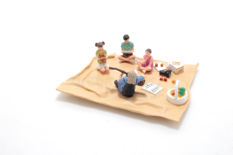 The Mini of Figure Happy Family on Picnic Stock Image - Image of adult ...