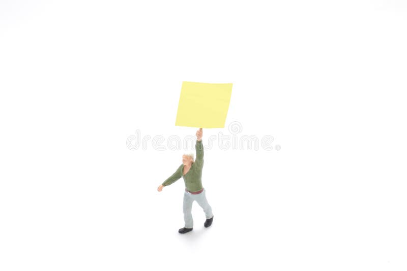 A Mini Figure Hold the Empty Blank Board Stock Photo - Image of figure ...