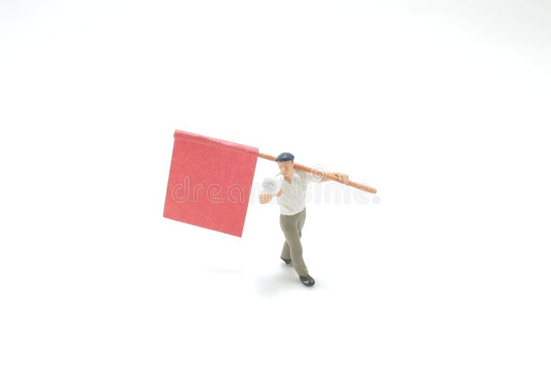 The Mini of Figure Holding Red Flag Stock Image - Image of rebellion ...
