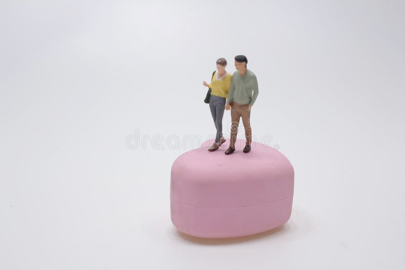 And Mini Figures a Couple in Love on Board Stock Photo - Image of ...