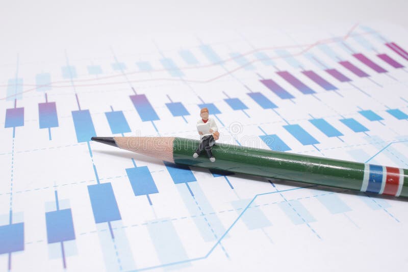 Mini Figure Man Toy Reading Graphic Business Chart Stock Photo - Image ...