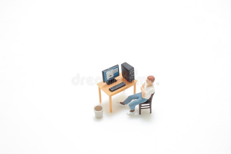 A Mini Figure with the Office Equipment Stock Photo - Image of desk ...