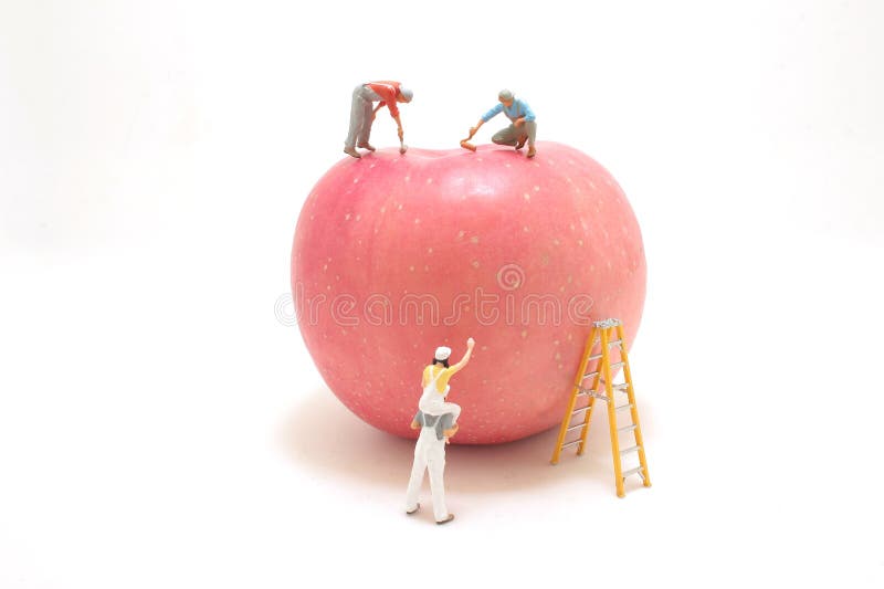 Mini of Figure Painter Painting the Apple Stock Image - Image of ...
