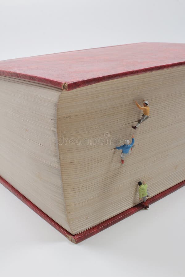 A Mini of Figure People Climbing Book Stock Photo - Image of work, book ...