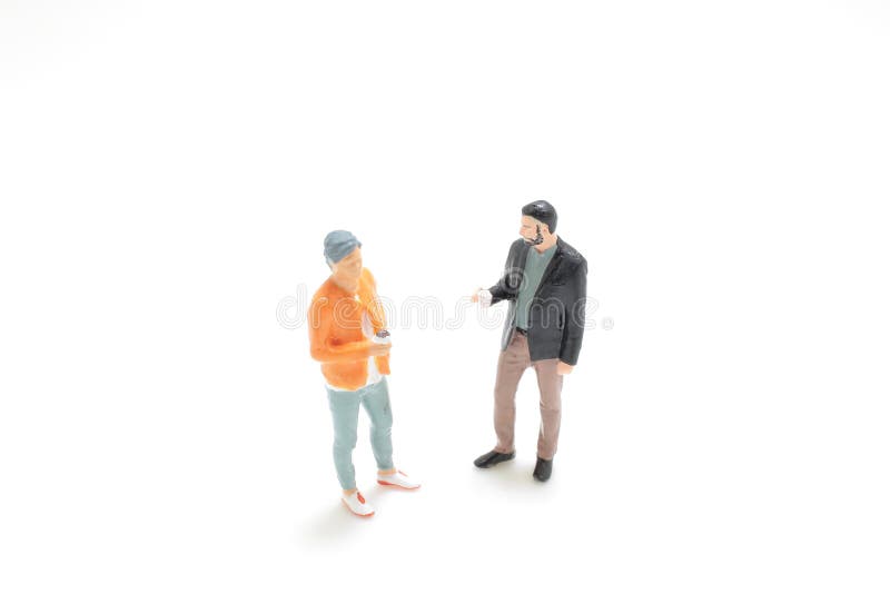 A Mini Figure People Communicating in Cafe Stock Photo - Image of macro ...