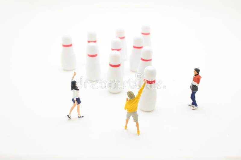 A Mini of Figure, Play the Bowling Stock Photo - Image of alley ...