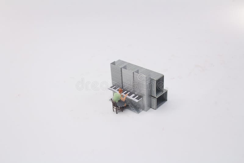 Mini Figure Playing Music Isolated on White Stock Image - Image of solo ...