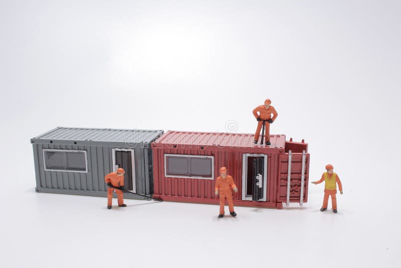 A Mini Figure with the Scale Cargo Containers Houses Stock Photo ...