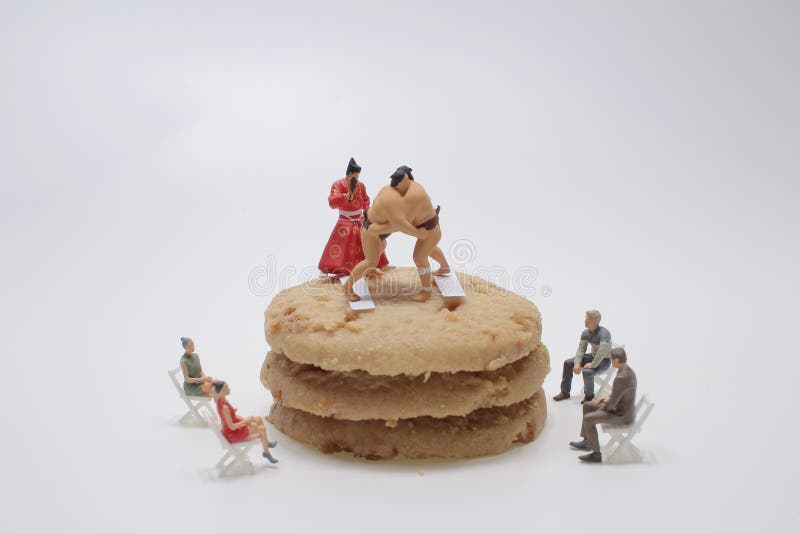 A the Mini Figure of Sumo Wrestler on Biscuit Stock Photo - Image of ...