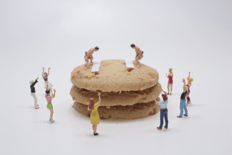 A the Mini Figure of Sumo Wrestler on Biscuit Stock Image - Image of ...