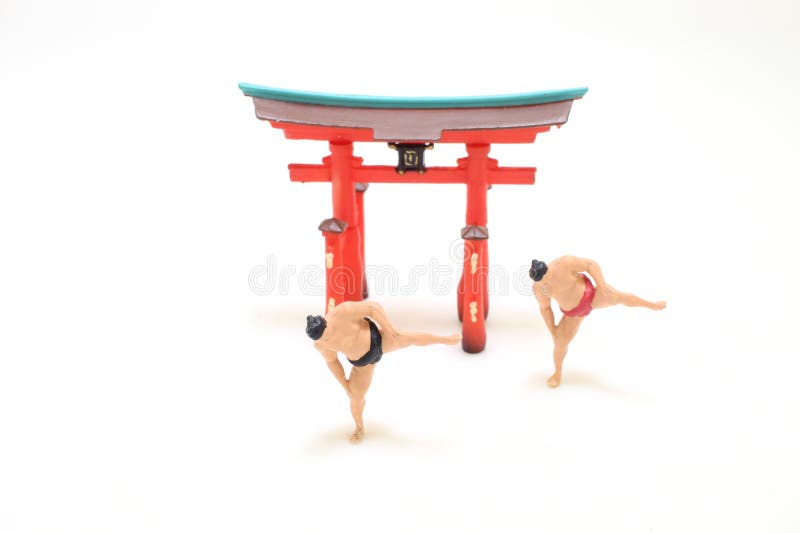Mini Figure of Sumo Wrestler with Torii Stock Photo - Image of game ...