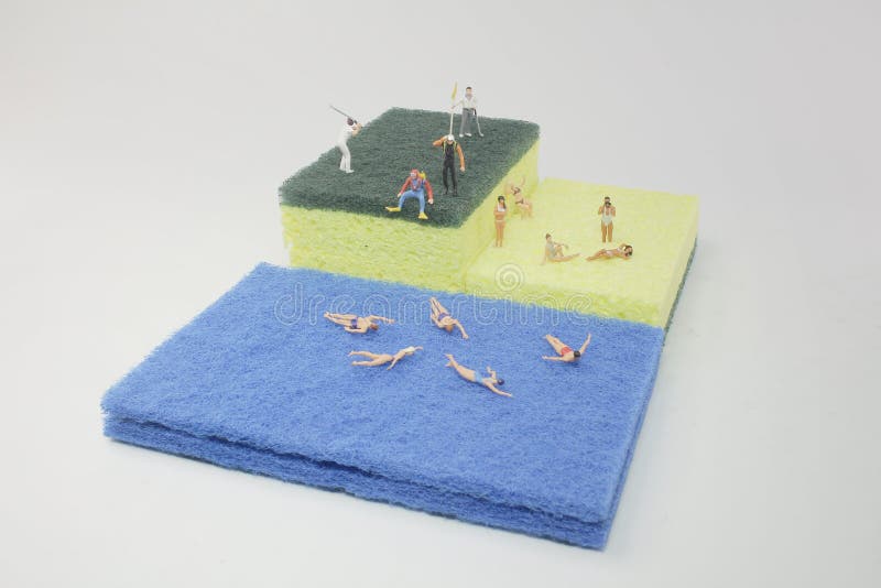 A Mini Figure Swimming Pool on Sponge Stock Image - Image of figure ...