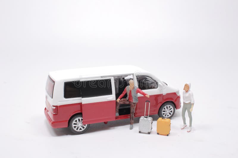 Mini Figure Team Walking To the Luxury Van Stock Photo - Image of trip ...