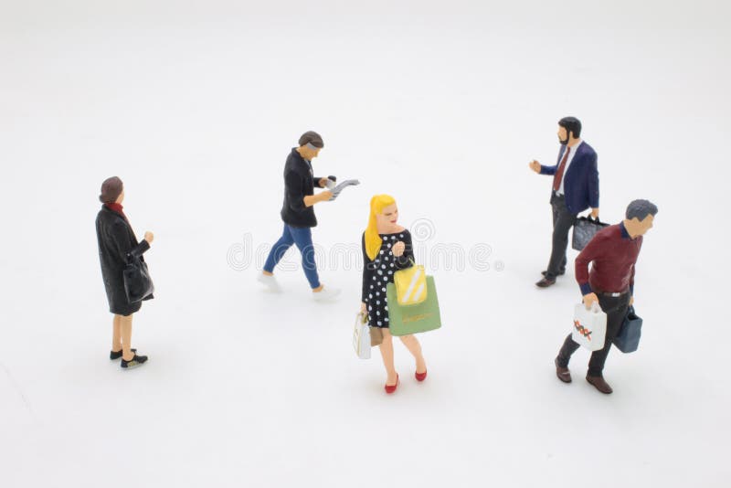 A Mini of Figure Walk on the Street Stock Image - Image of street ...